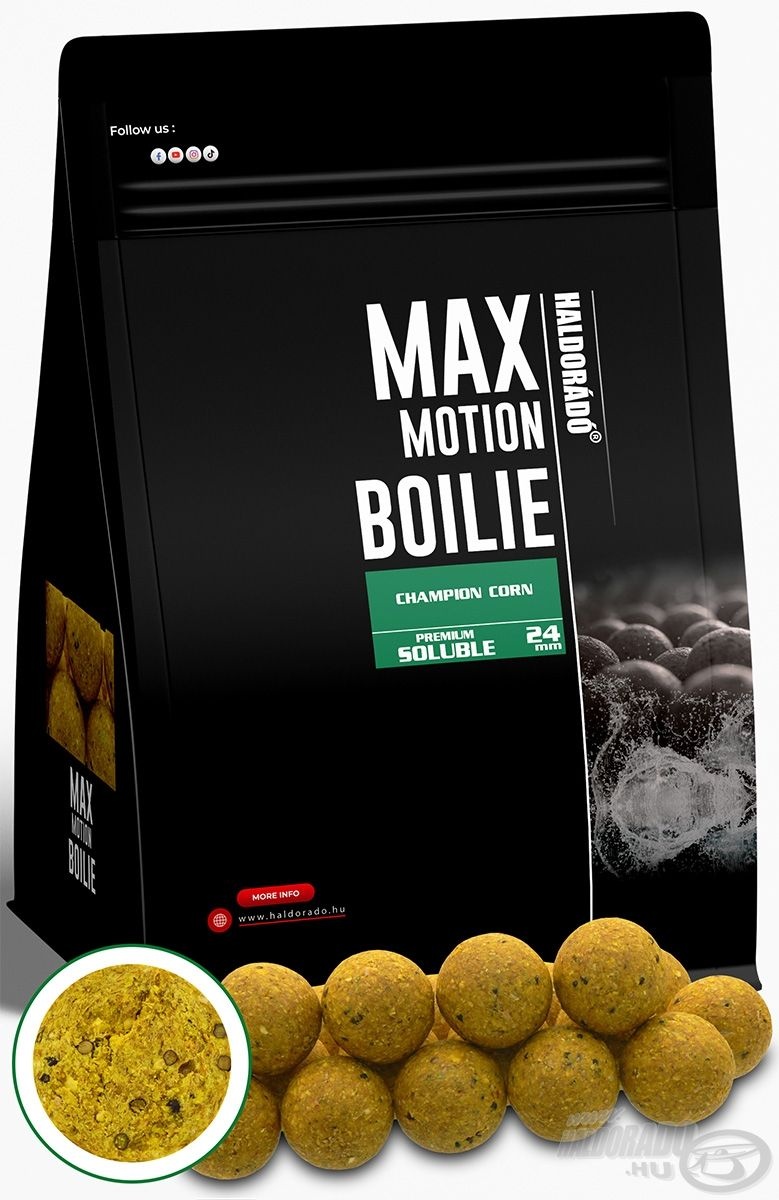 HALDORÁDÓ MAX MOTION Boilie Premium Soluble 24 mm - Champion Corn ...